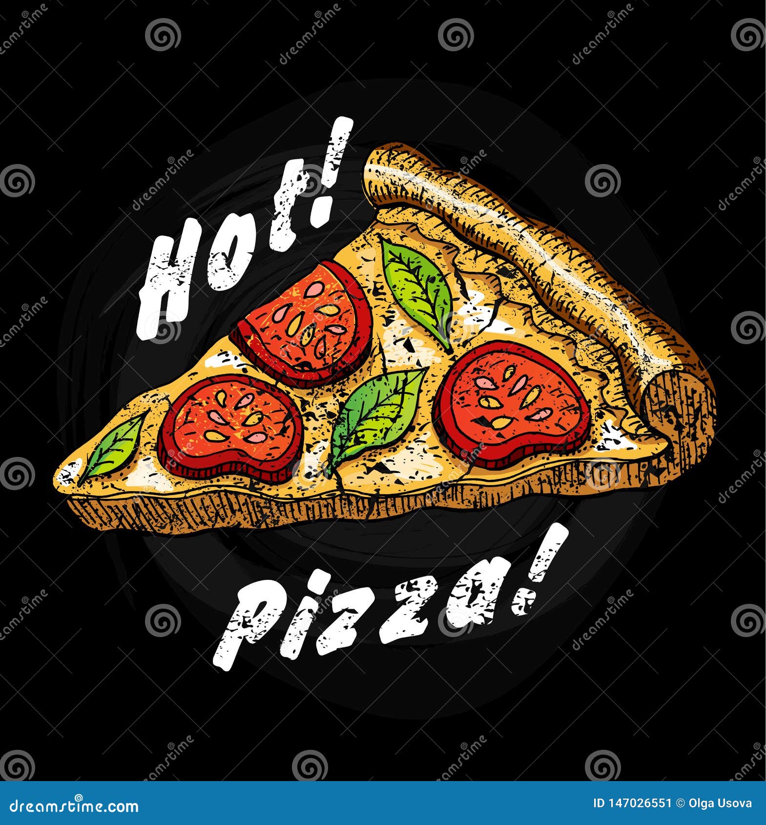 Vector Pizza Slice Drawing. Hand Drawn Pizza Illustration. Great For ...
