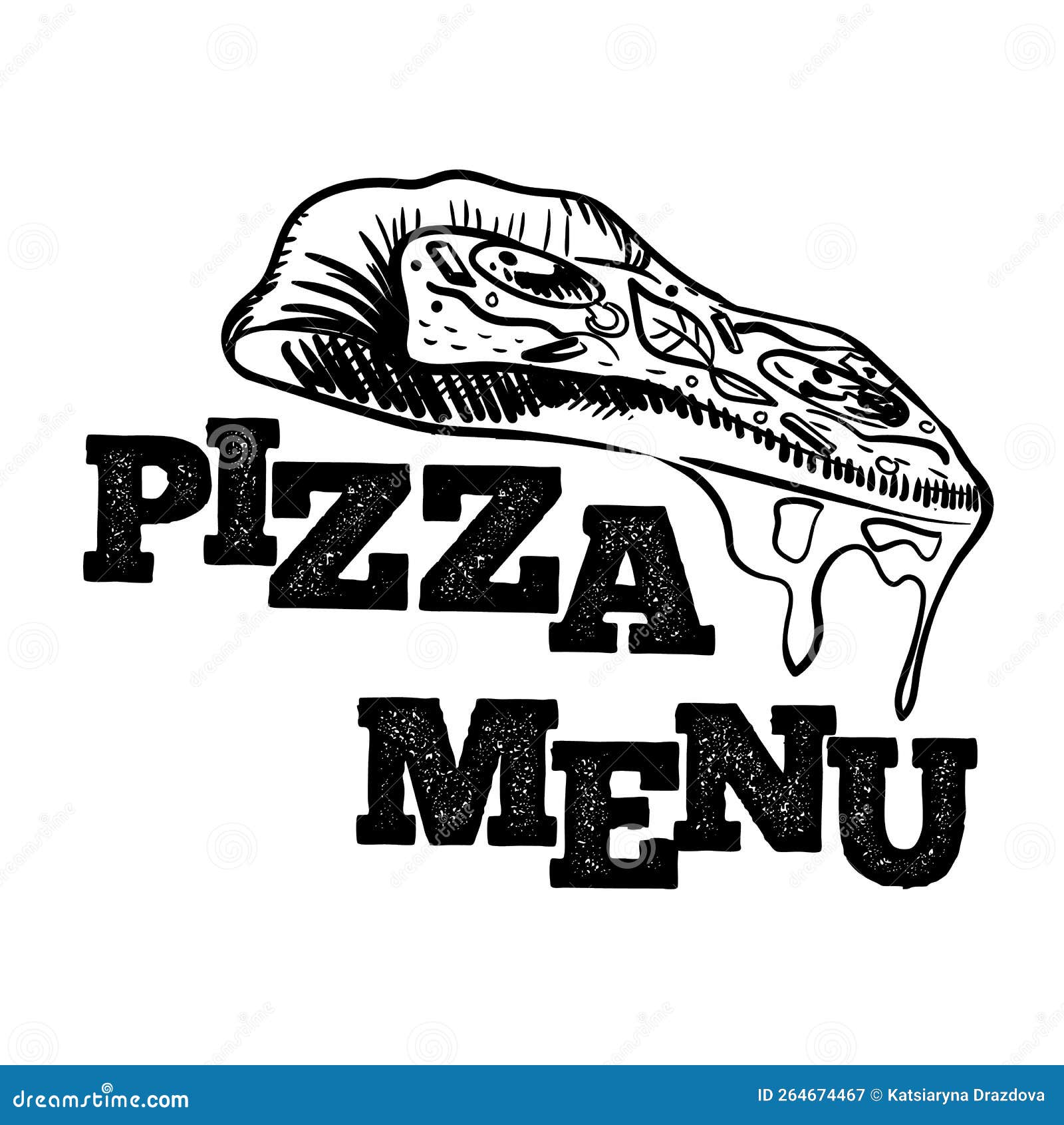 Vector Pizza Slice Drawing. Hand Drawn Pizza Illustration. Great for ...