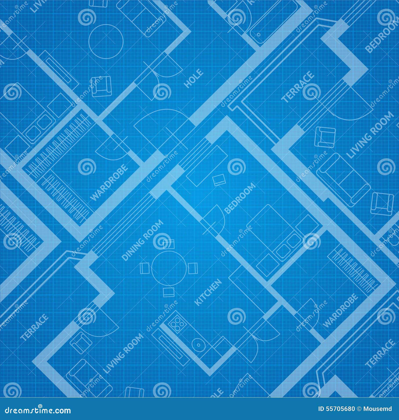 Vector Plan Blue Print. Architectural Background Stock Vector ...