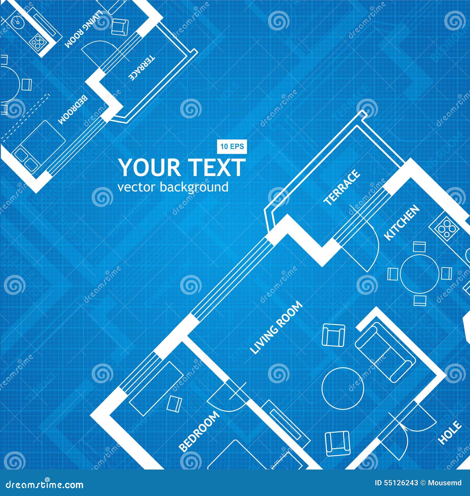 Vector Plan Blue Print. Architectural Background Stock Vector ...