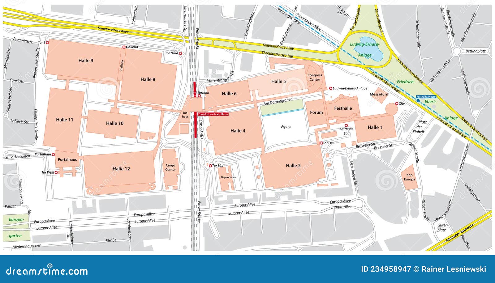 Vector Plan, Map of the Trade Fair Ground, Frankfurt, Germany Stock ...