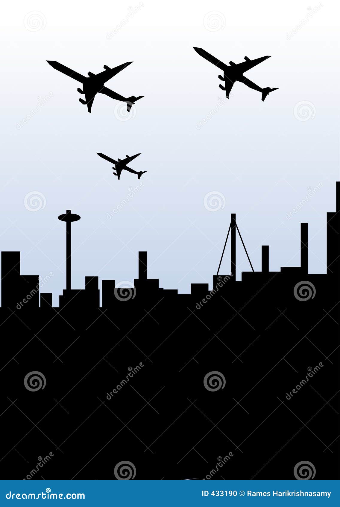 Vector - Plane and city stock illustration. Illustration of landing ...