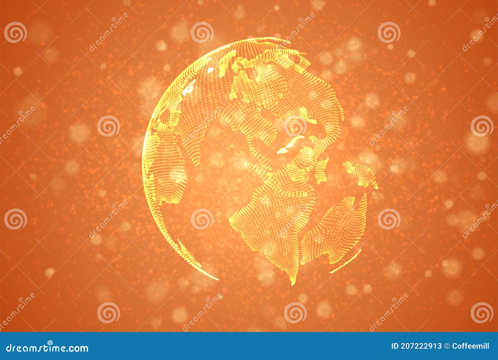 Vector Planet Earth from Dots on an Orange Background Stock Vector ...