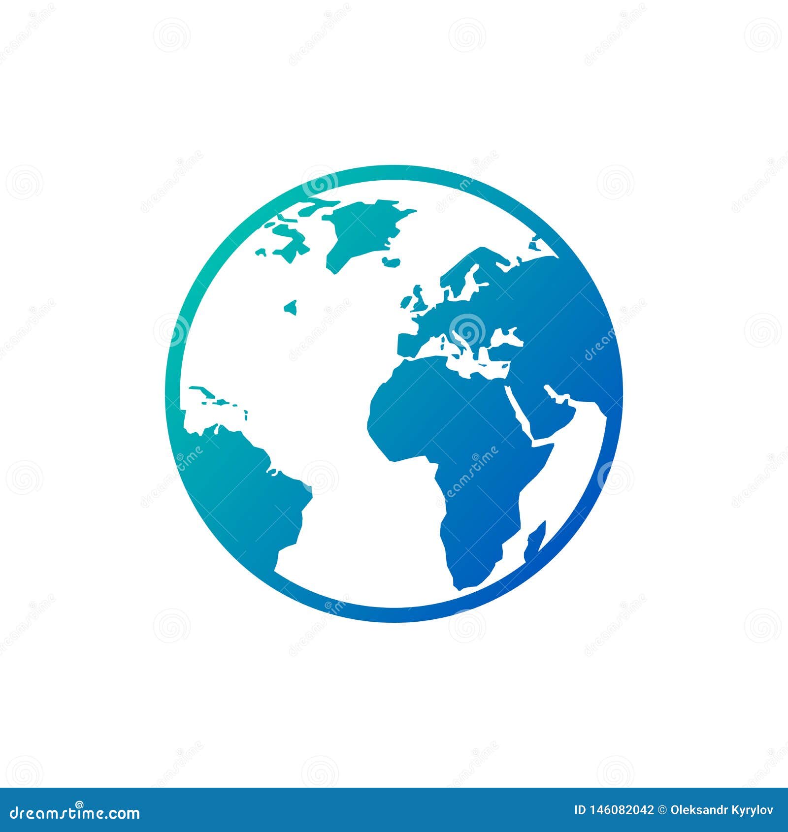 Vector Planet Earth Icon in Gradient Blue Color. Earth Icon. Vector ...