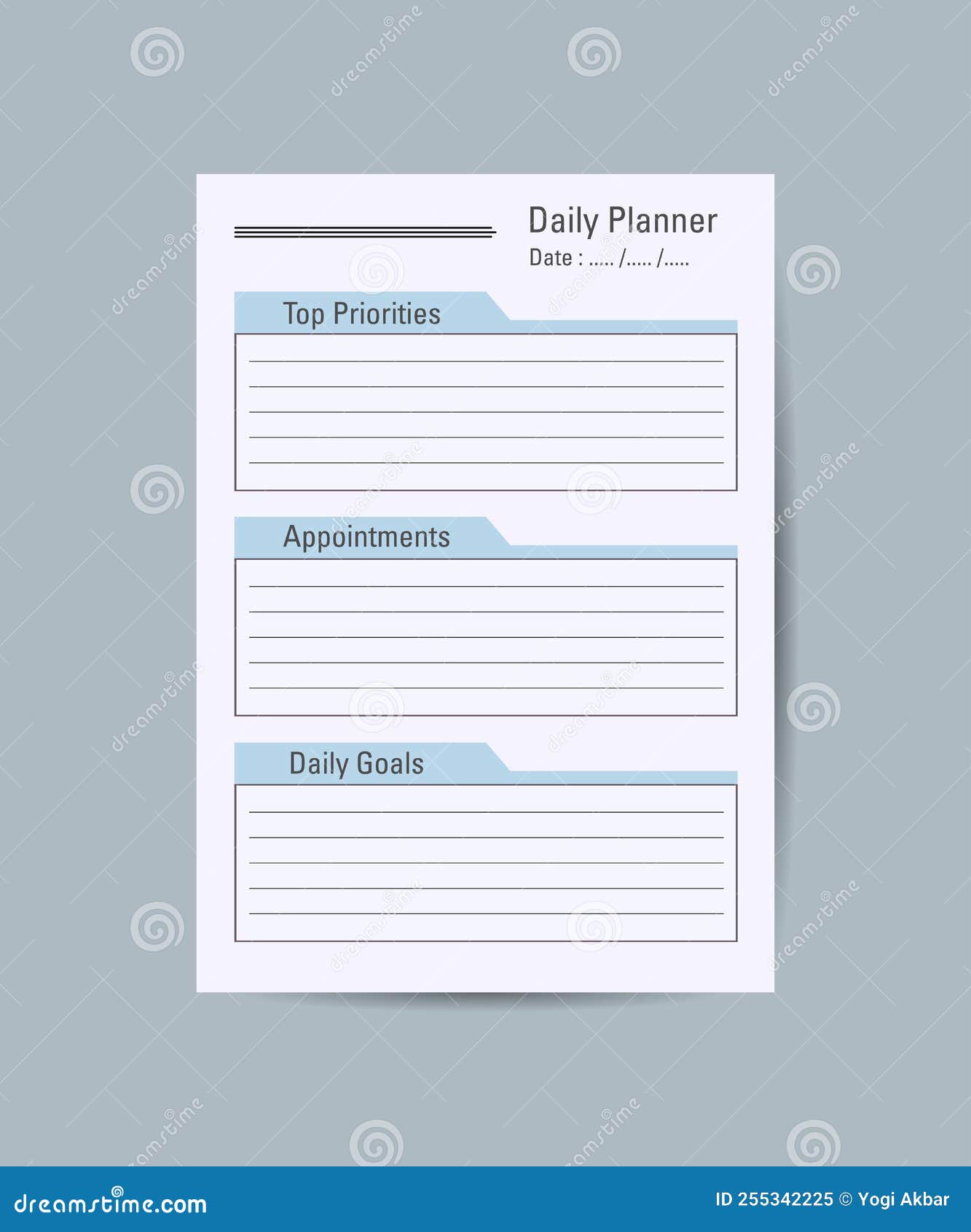 Vector daily Planner Print Template. Pages for Effective Planning ...