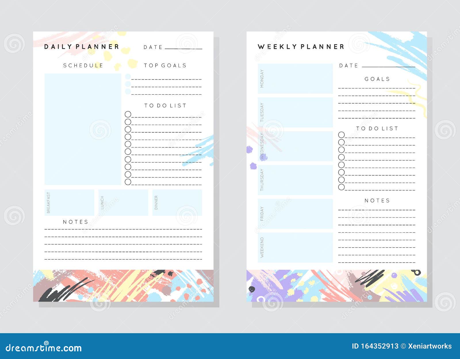 Vector planner templates stock vector. Illustration of layout - 164352913