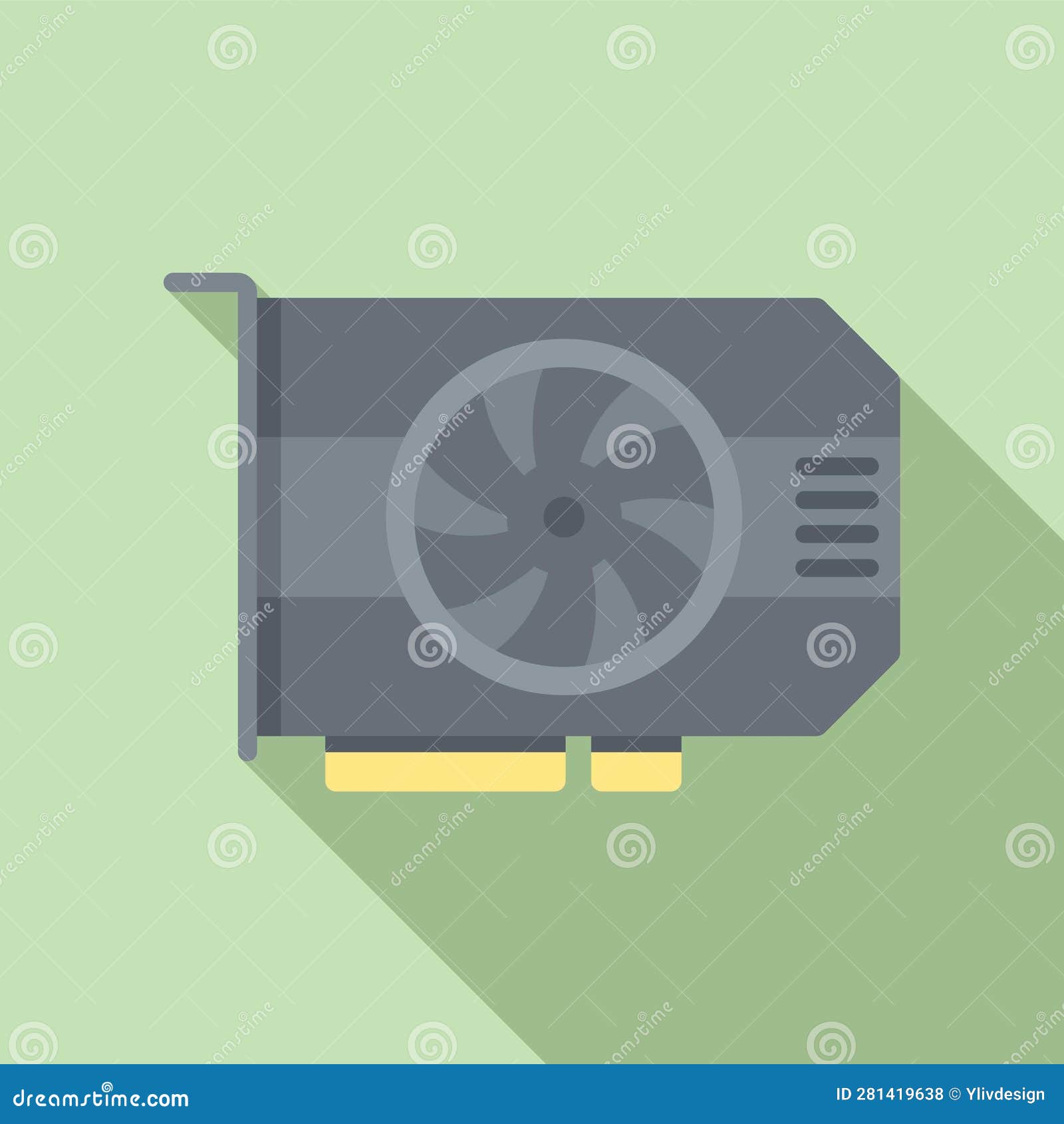 Vector Plano De Icono De Tarjeta De Computadora. Gpu Pc Ilustración del Vector - Ilustración de ...