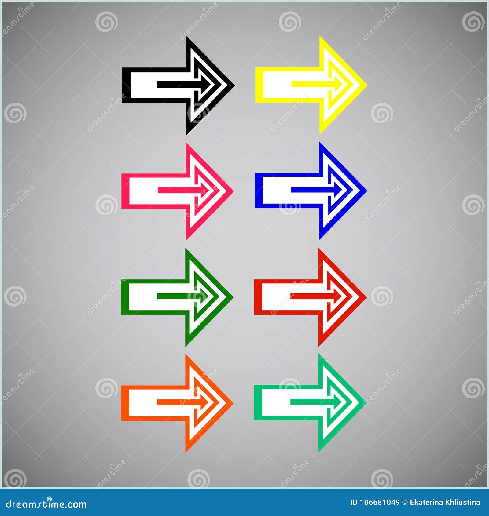Vector Plano: Sistema De Ocho Flechas Multicoloras Simples Ilustración ...