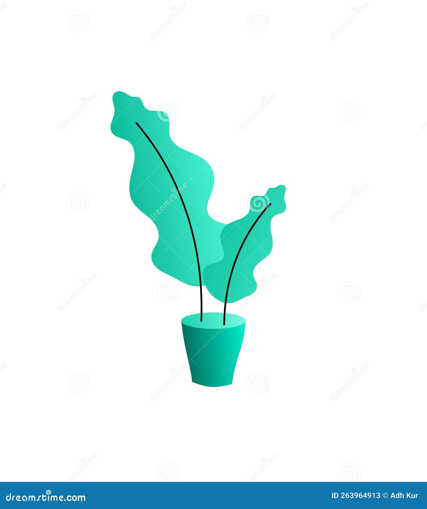 Vector Plant Element in a Blue Pot Stock Illustration - Illustration of ...