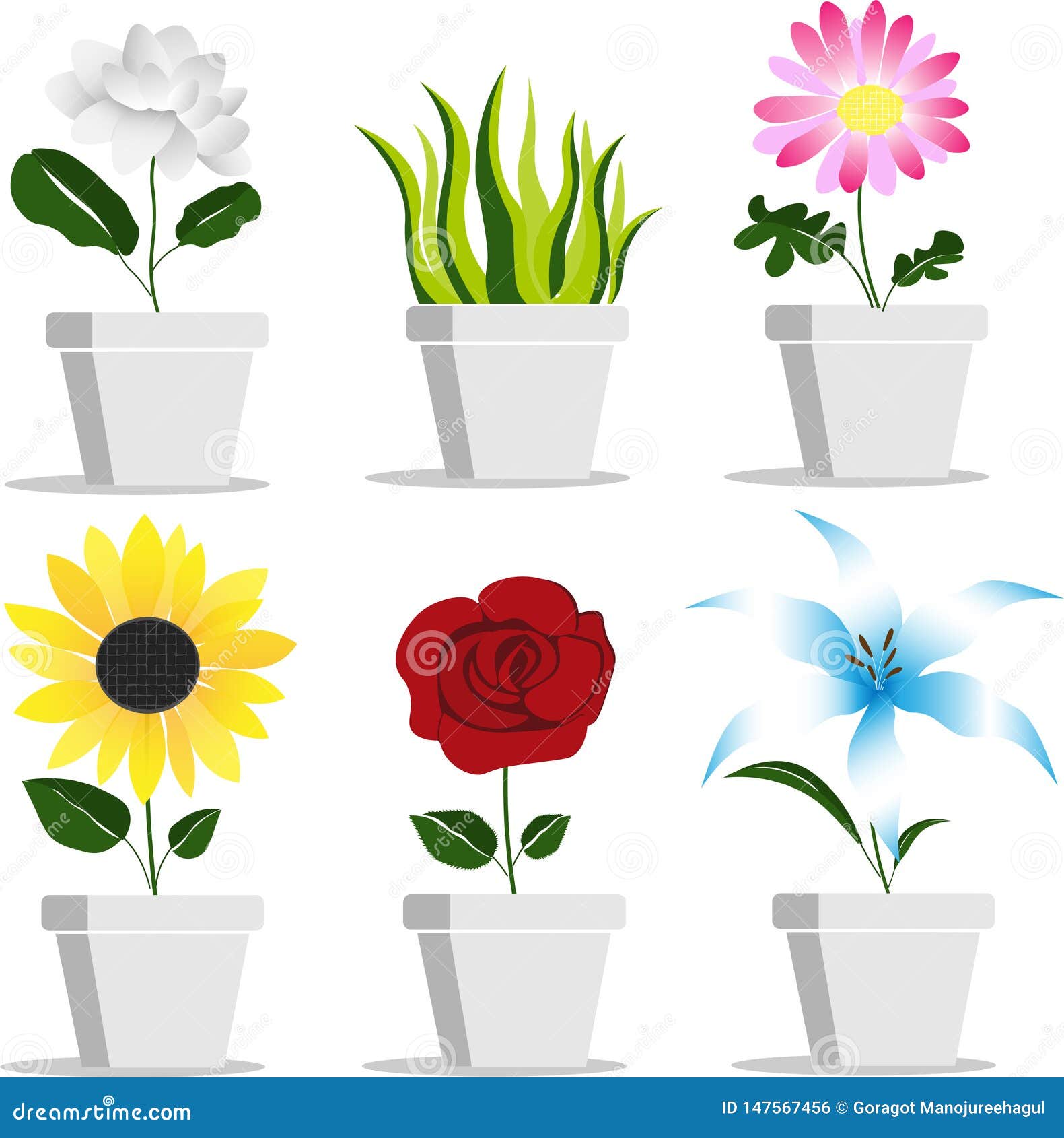 Vector plant in flower pot stock vector. Illustration of grass - 147567456