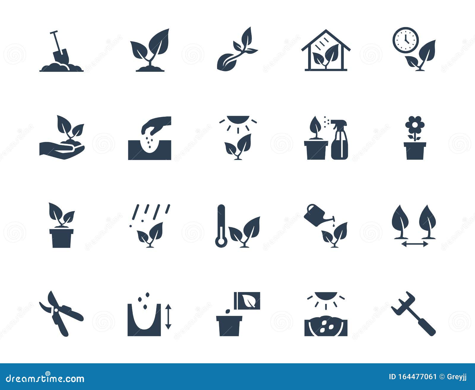 Plant Growing and Cultivating Icons Stock Vector - Illustration of bush ...