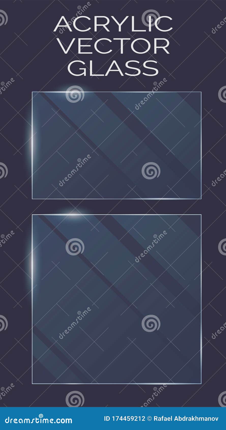 Vector Plastic and Acrylic Glass Mockup with Glow Light Reflection on ...