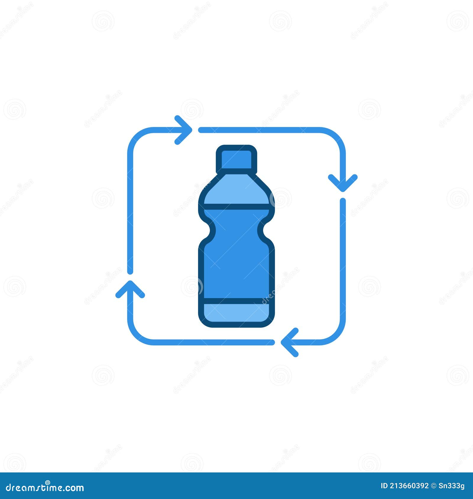 Vector Plastic Bottle Recycling Concept Blue Icon Stock Vector ...