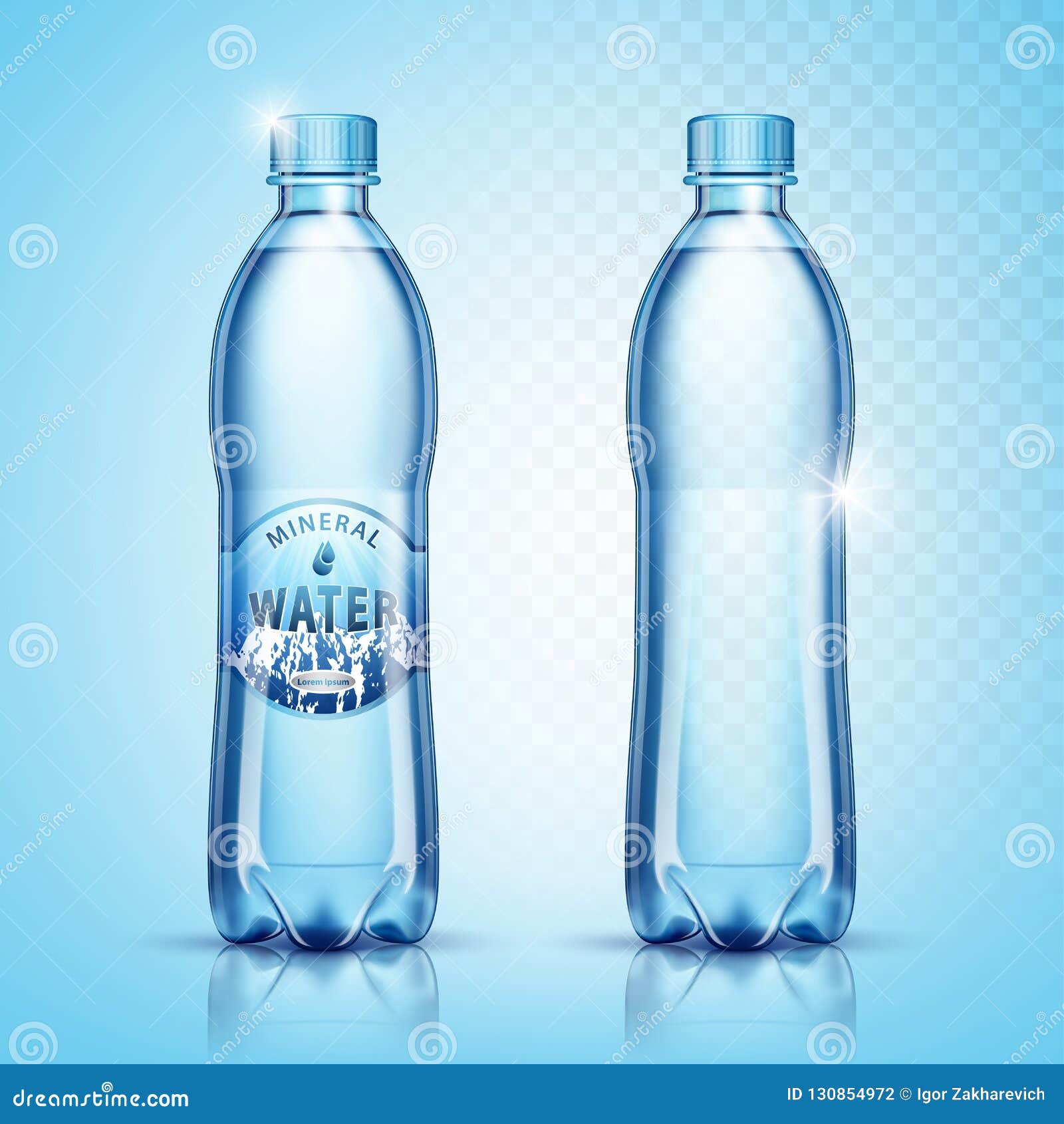 Vector Plastic Bottles with Water Stock Illustration - Illustration of ...