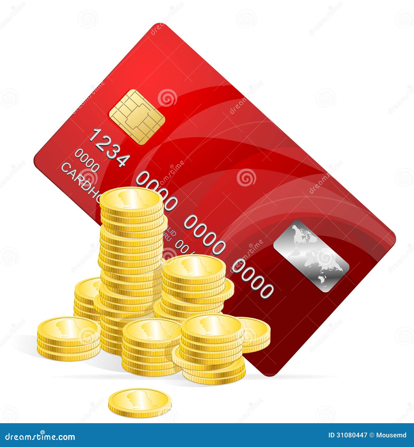 Vector Plastic Card and Coins Stock Vector - Illustration of cash, gold ...