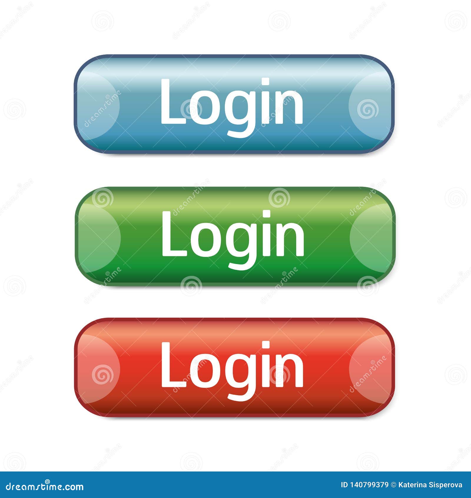 Vector Plastic Colorful Login Button Set for Your Website Isolated on ...