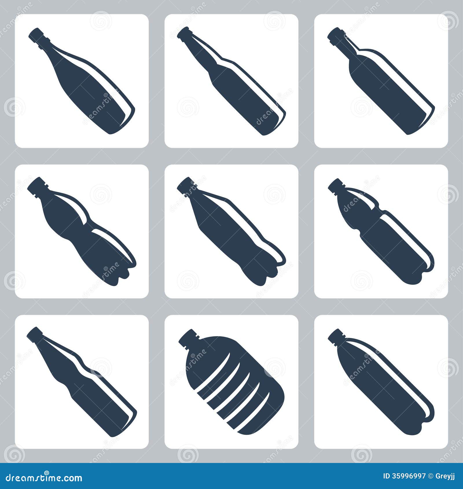 Vector Plastic and Glass Bottles Icons Set Stock Vector - Illustration ...