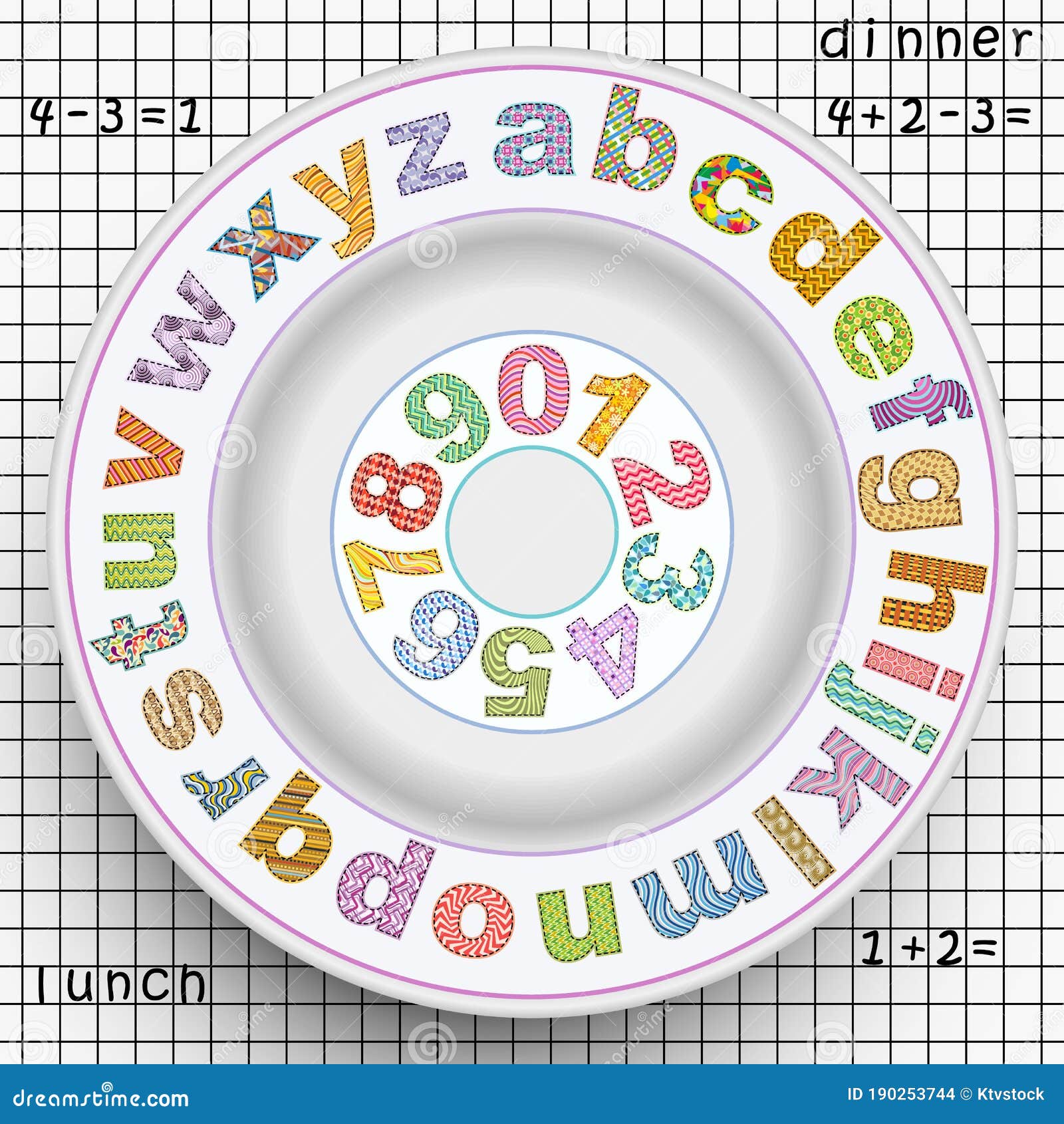 Vector Plate with Abstract Decorative Alphabet Stock Vector ...