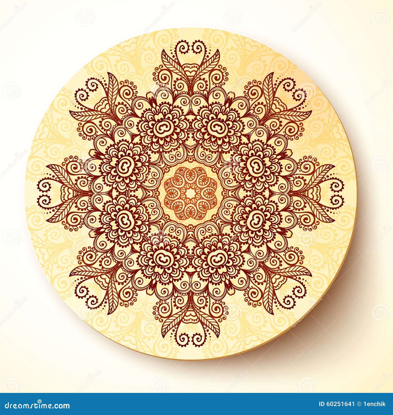 Vector Plate Template with Indian Mehndi Round Stock Vector ...