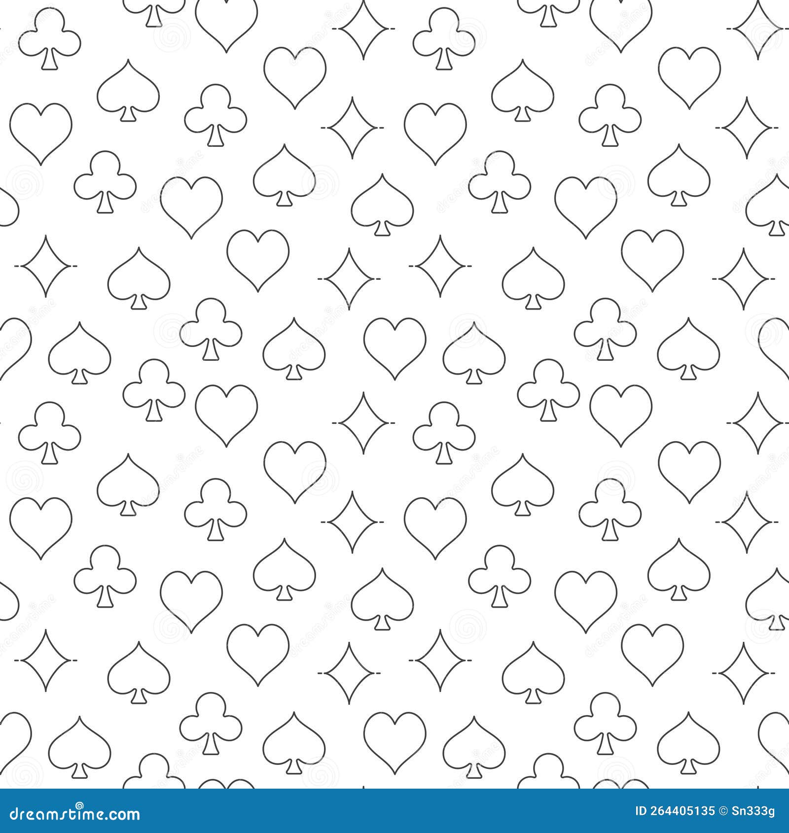 Vector Playing Card Suits Linear Seamless Pattern - Poker Background ...