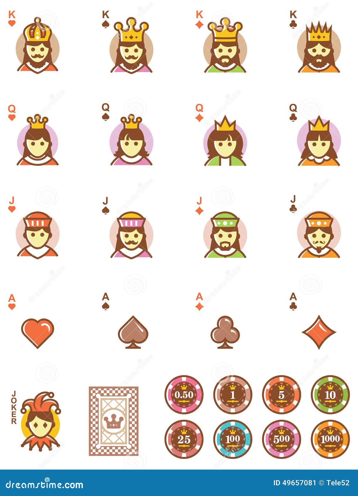 Vector Playing Cards Elements Set Stock Illustration - Illustration of ...