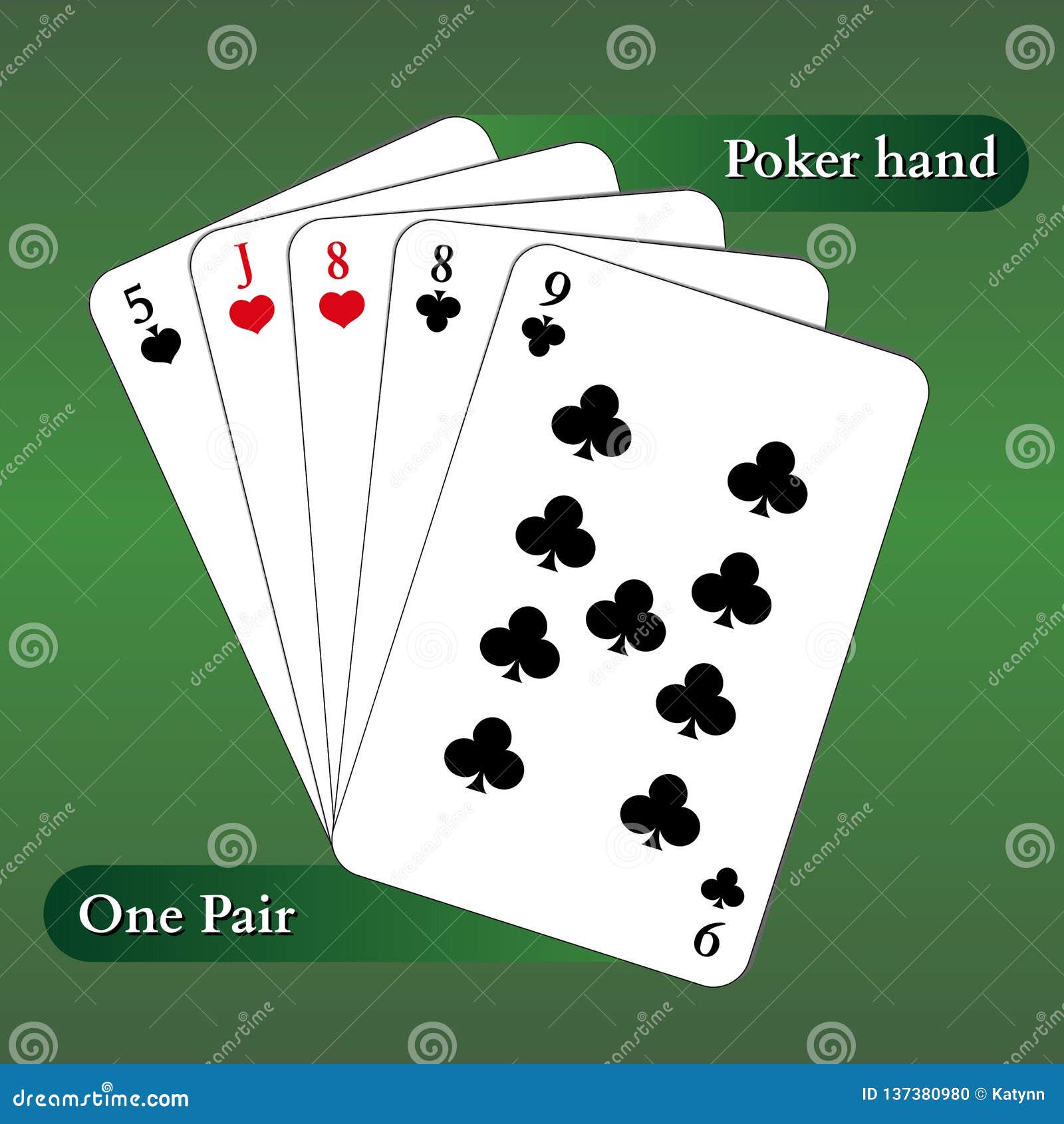 Vector Playing Cards. Poker Hand. One Pair Stock Vector - Illustration ...