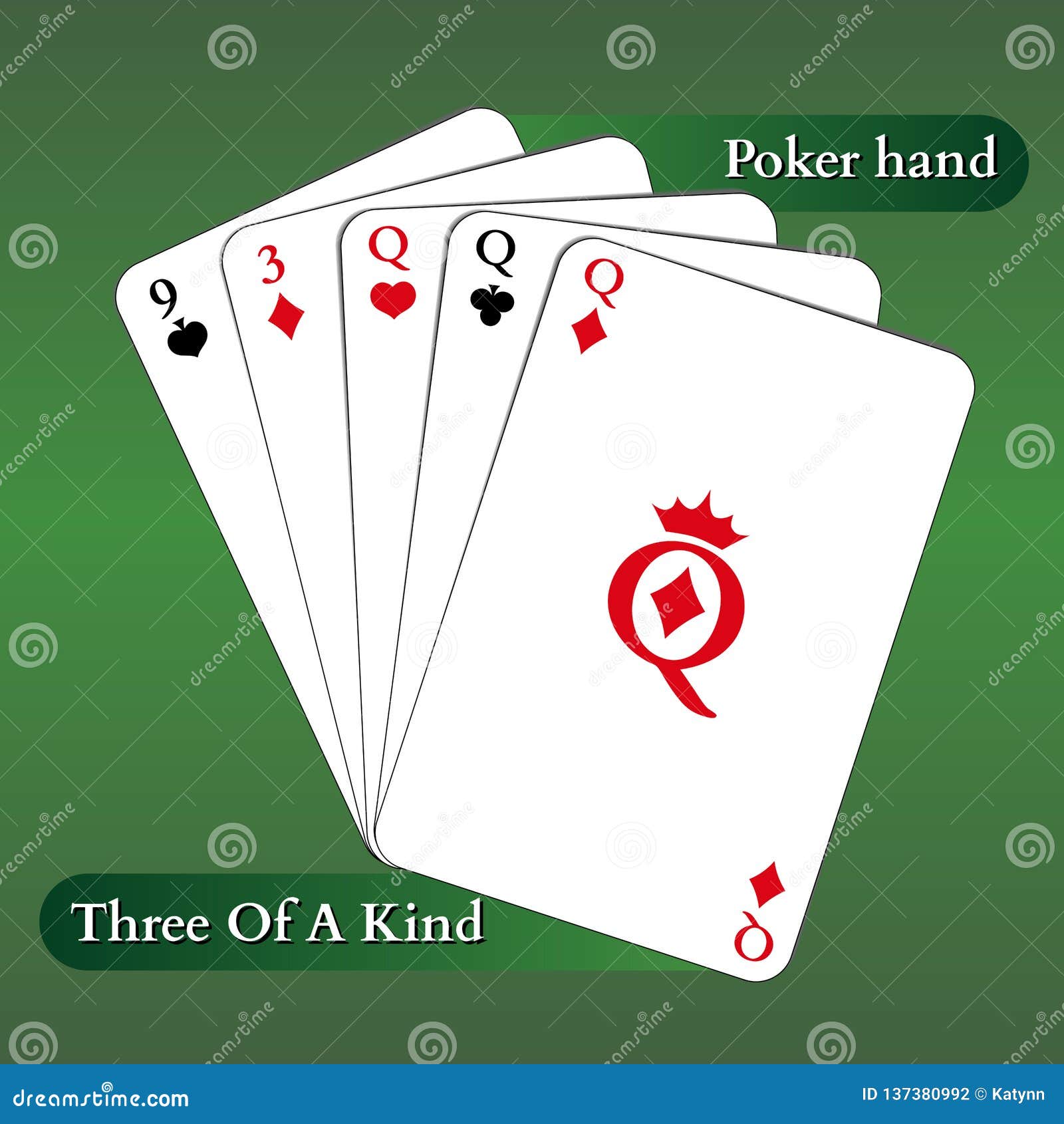 Vector Playing Cards. Poker Hand. Three of a Kind Stock Vector ...