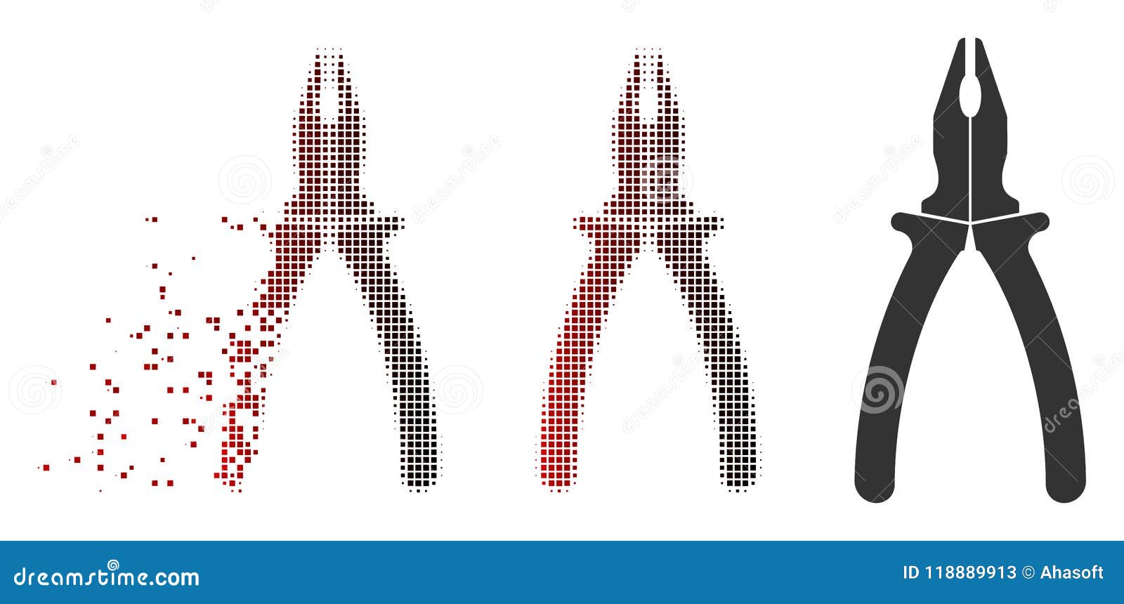 Dispersed Pixel Halftone Pliers Icon Stock Vector - Illustration of ...