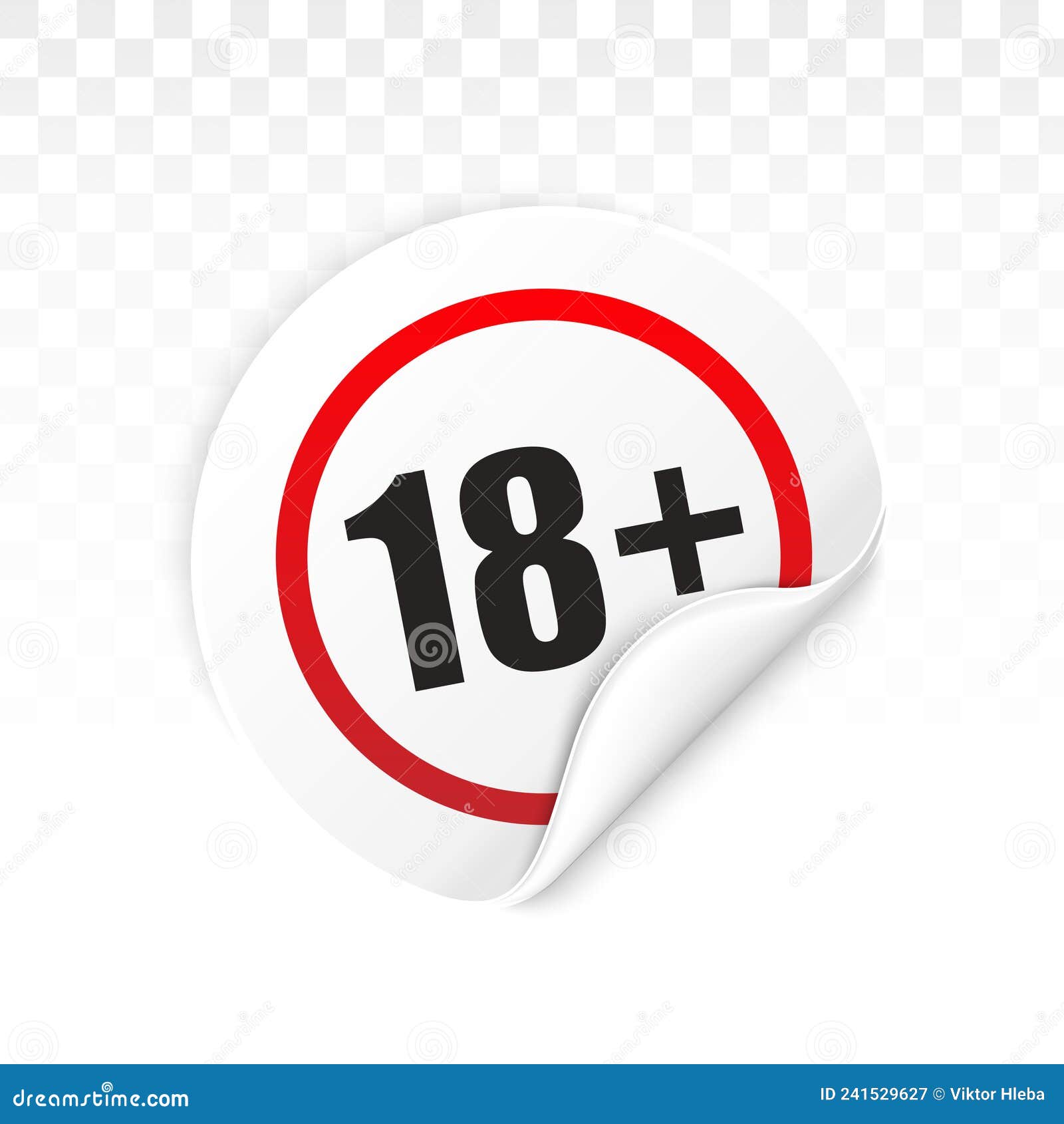 Vector 18 Plus Age Sign Sticker on Transparent Background. Vector ...