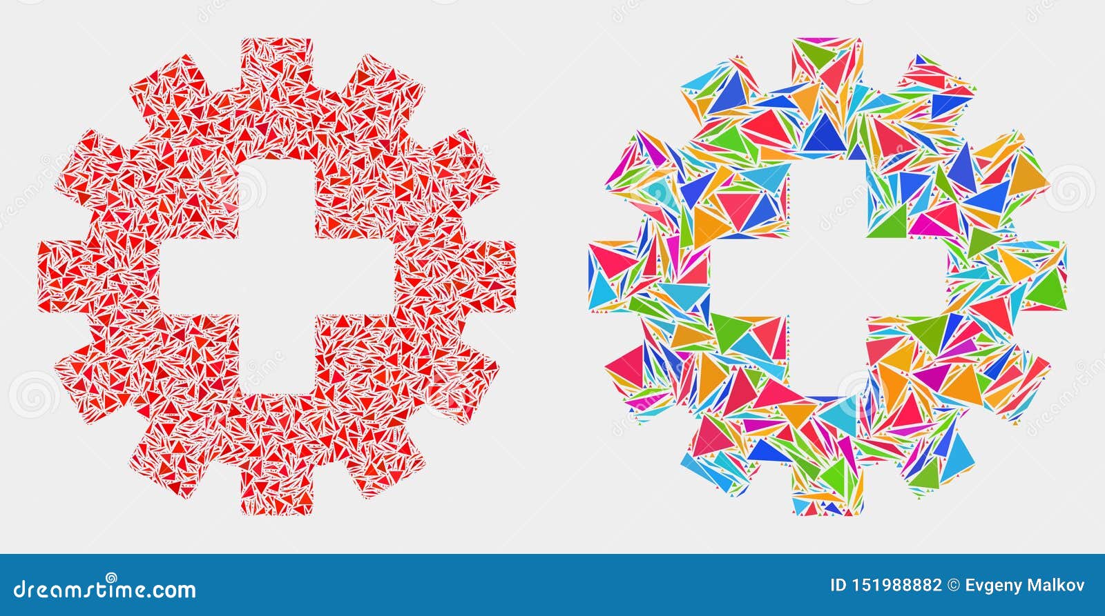 Vector Plus Gear Mosaic Icon of Triangle Elements Stock Vector ...
