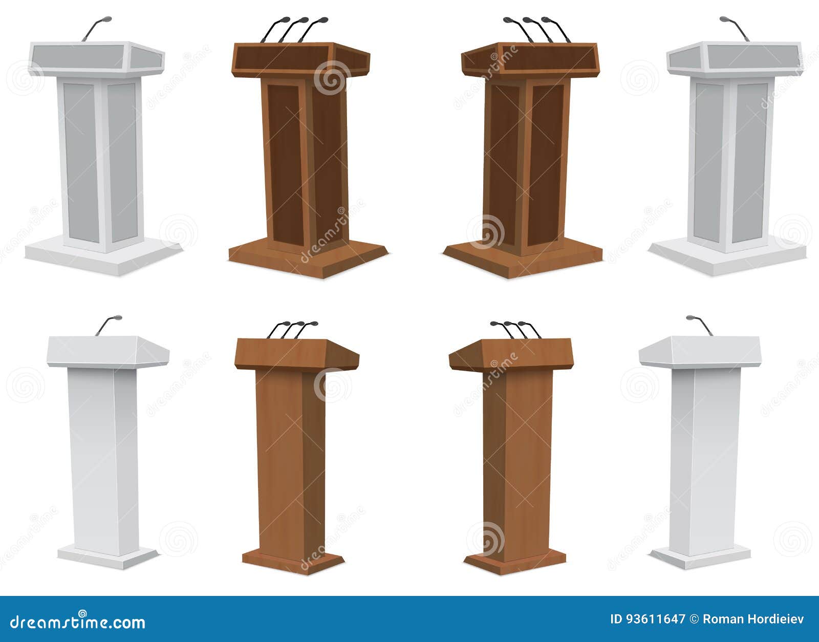 Vector Podium Tribune Rostrum Stand with Microphones Stock Illustration ...