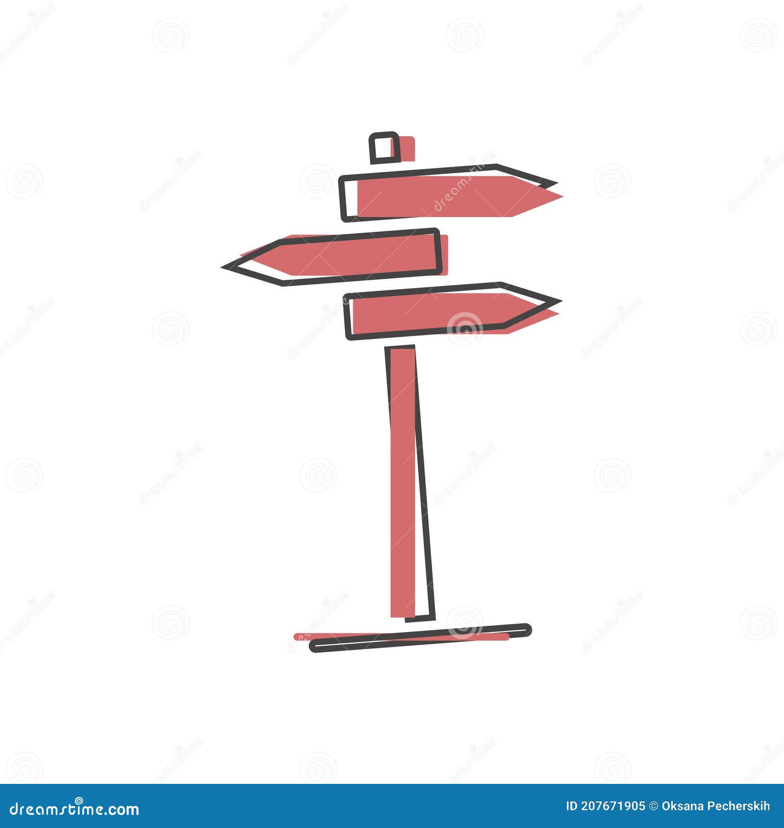 Vector Pointer Direction Icon on Cartoon Style on White Isolated ...