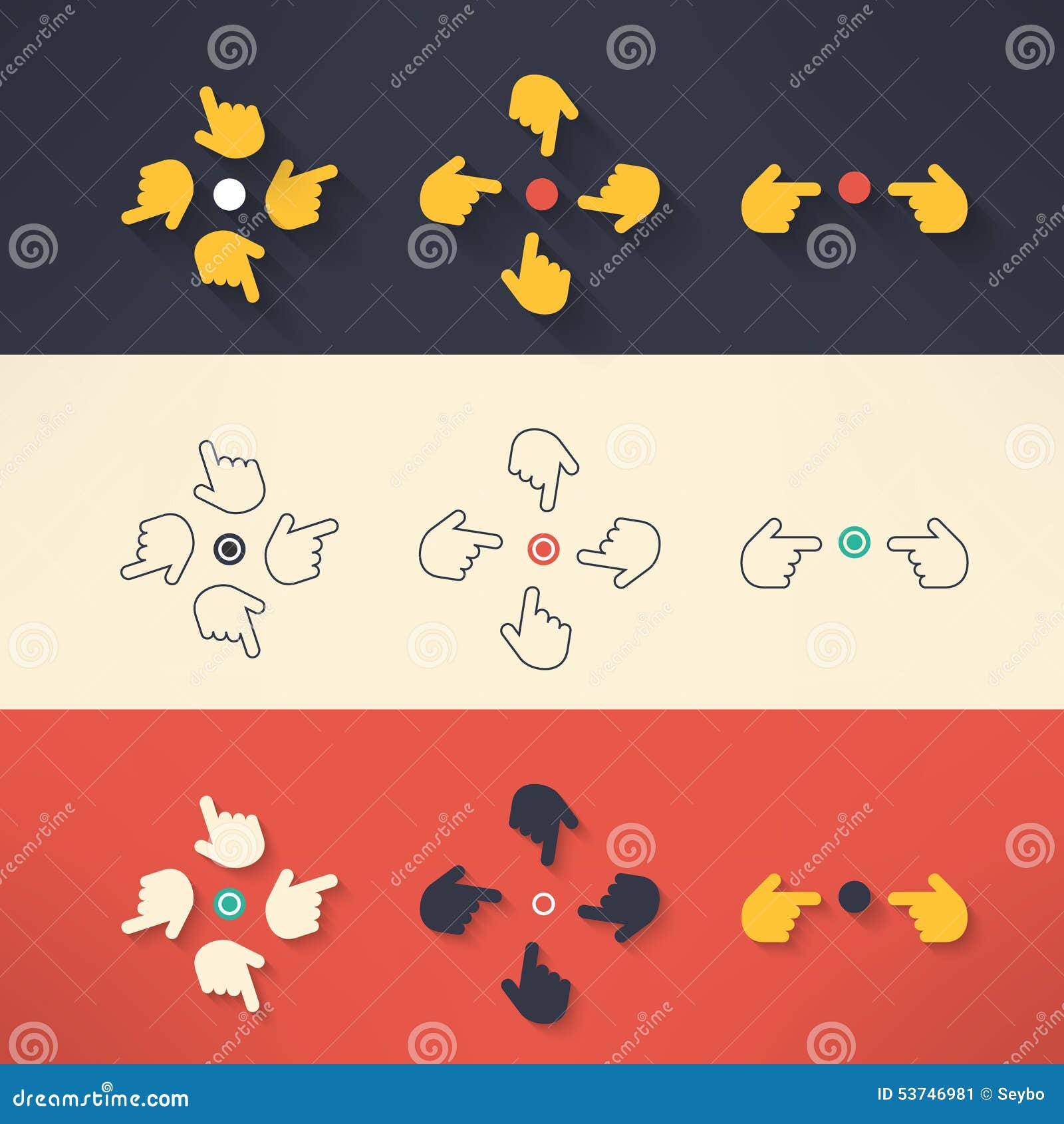 Vector Pointing Fingers Set in Modern Flat Design Stock Vector ...