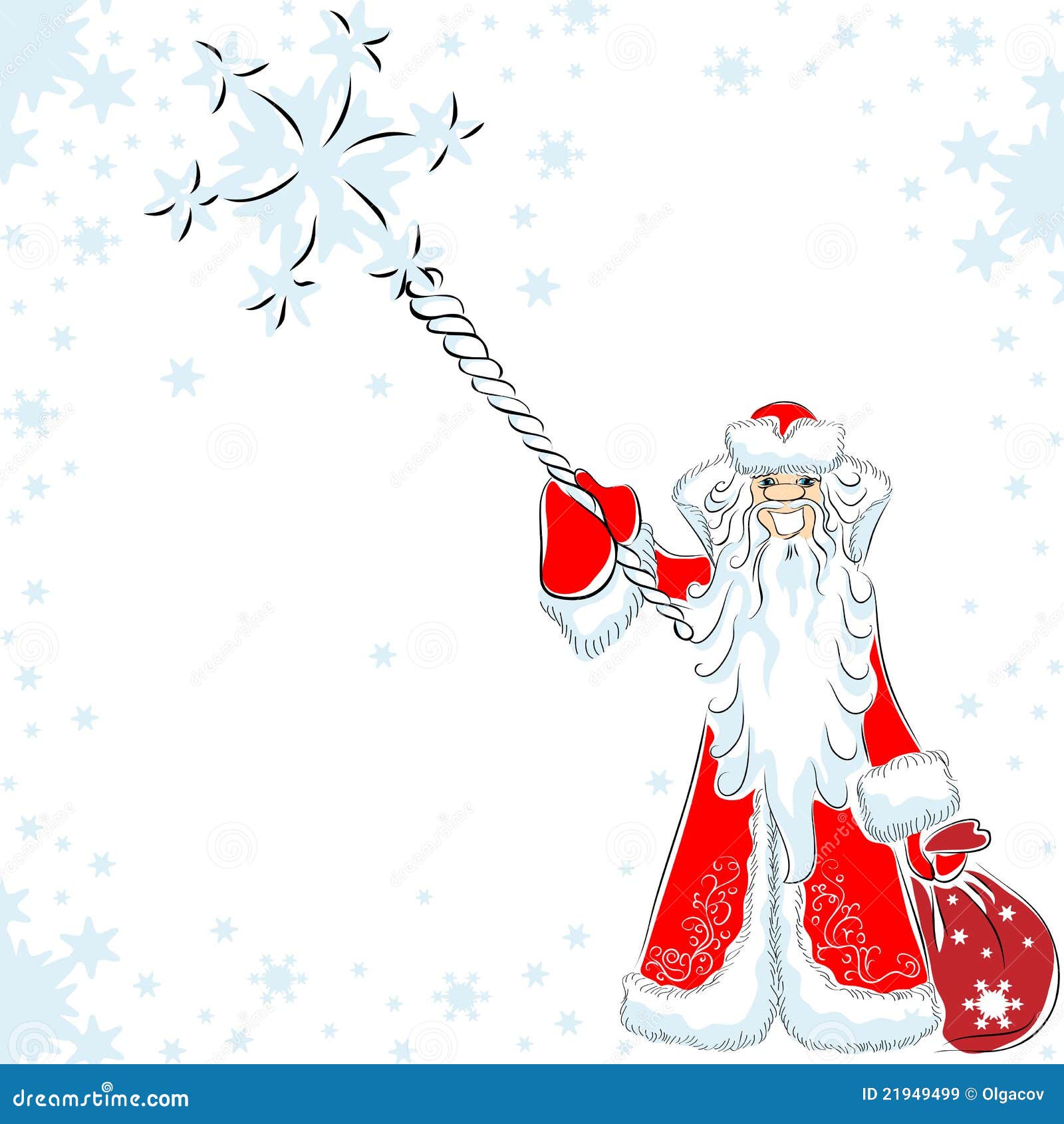 Vector Points To a Happy Santa Claus Staff Stock Vector - Illustration ...