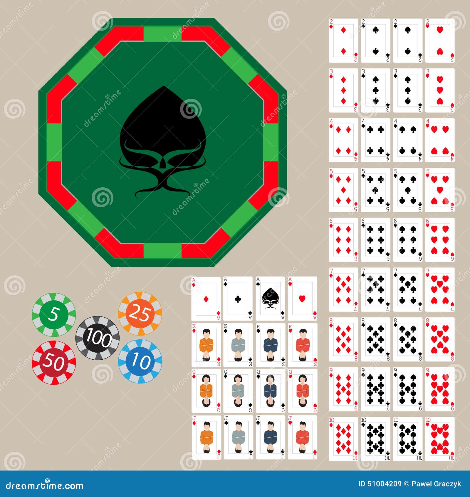 Vector Poker Table and Cards Stock Vector - Illustration of table, card ...
