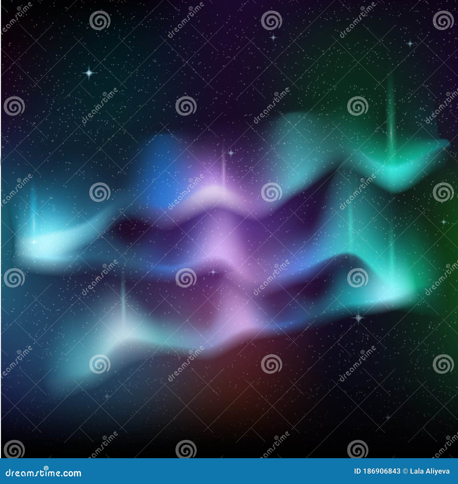 Vector Polar Lights On Black Star Background. Vector. Stock Vector ...