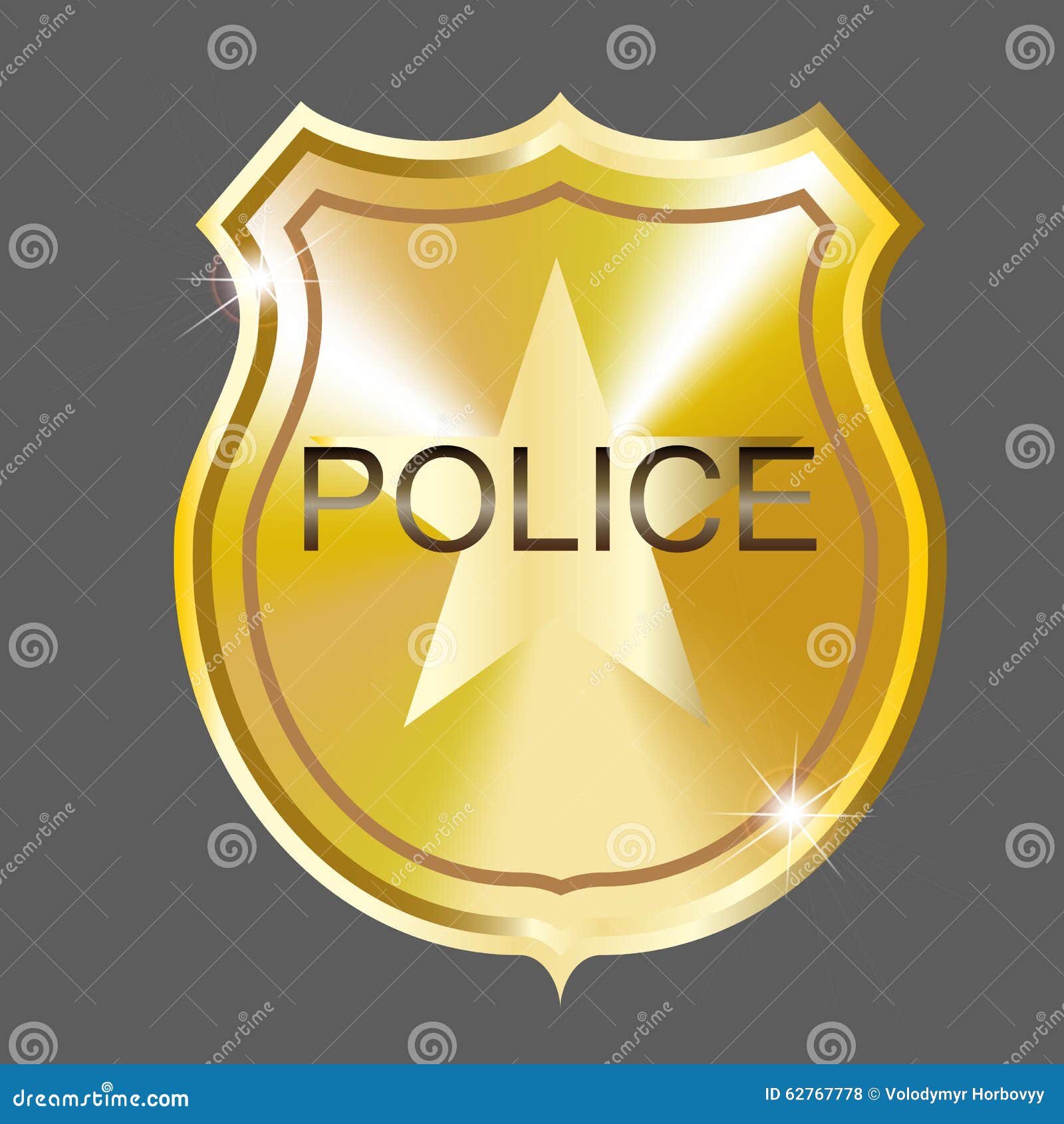 Golden Police Badge Vector Isolated Or Special Security Officer Cop And ...
