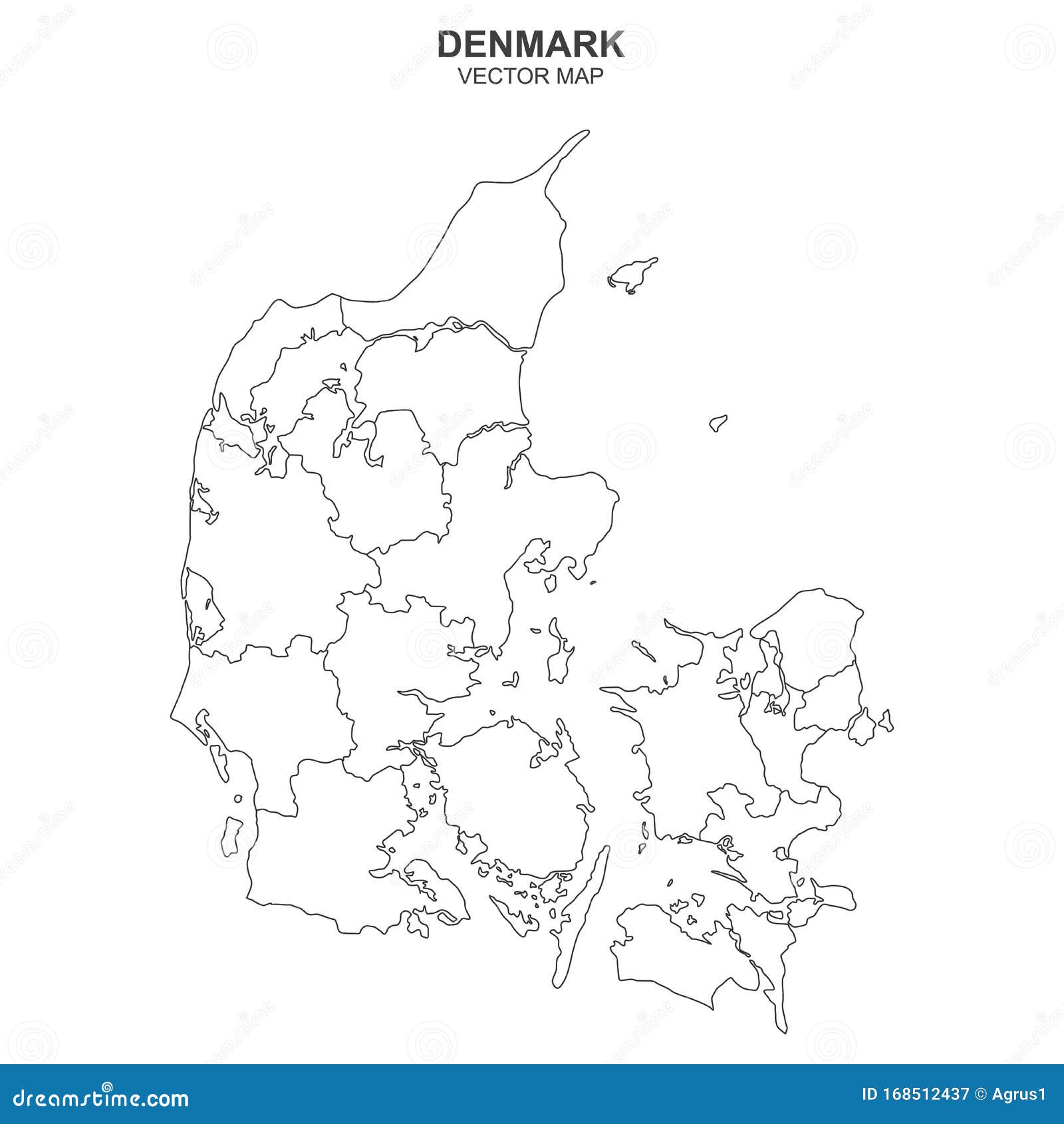 Political Map of Denmark Isolated on White Background Stock ...