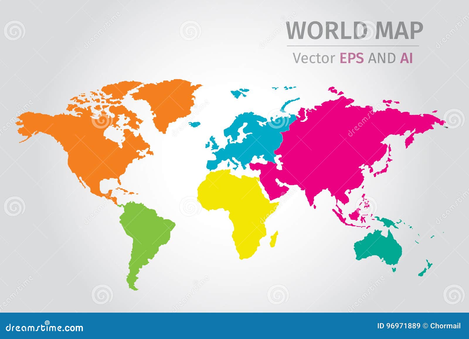 Vector Political World Map Using Different Colors on Each Continent ... Vector Political World Map Using Different Colors on Each Continent ...