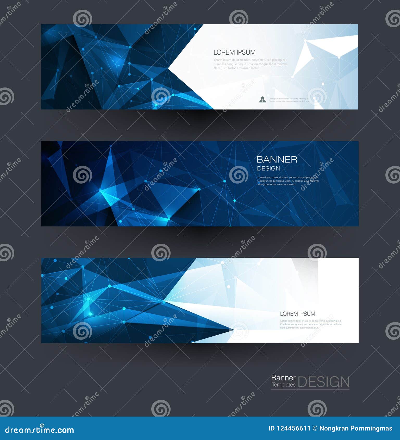 Vector Polygon Banner Set. Polygonal or Low Poly Pattern Background ...