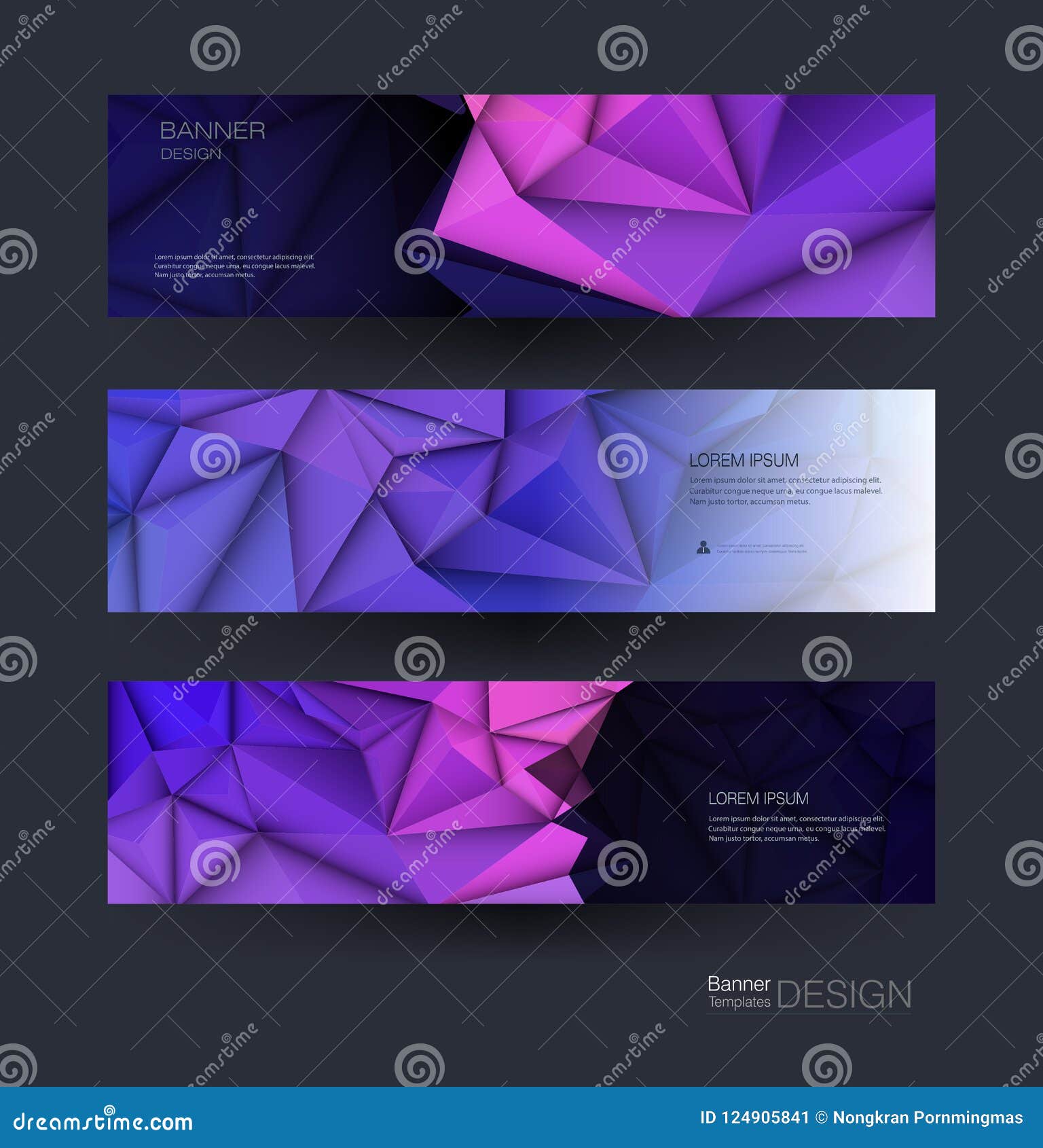 Vector Polygon Banner Set. Polygonal or Low Poly Pattern Background ...