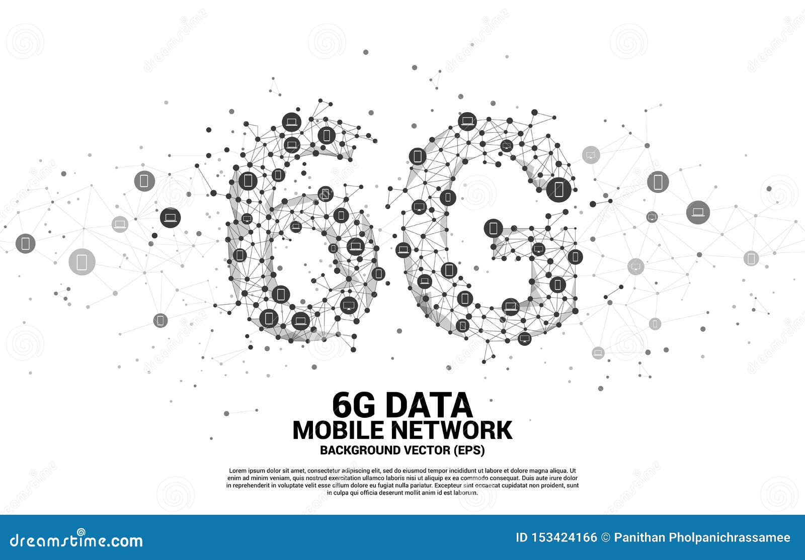 Vector Polygon Dot Connect Line Shaped 6G Mobile Network with Device ...