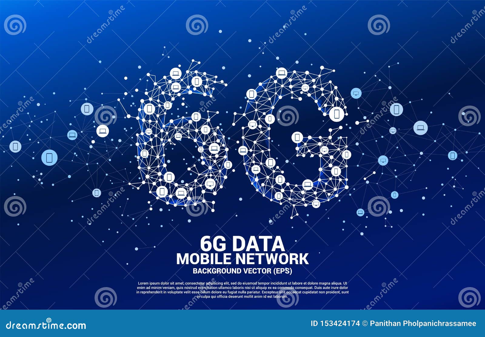 Vector Polygon Dot Connect Line Shaped 6G Mobile Network with Device ...