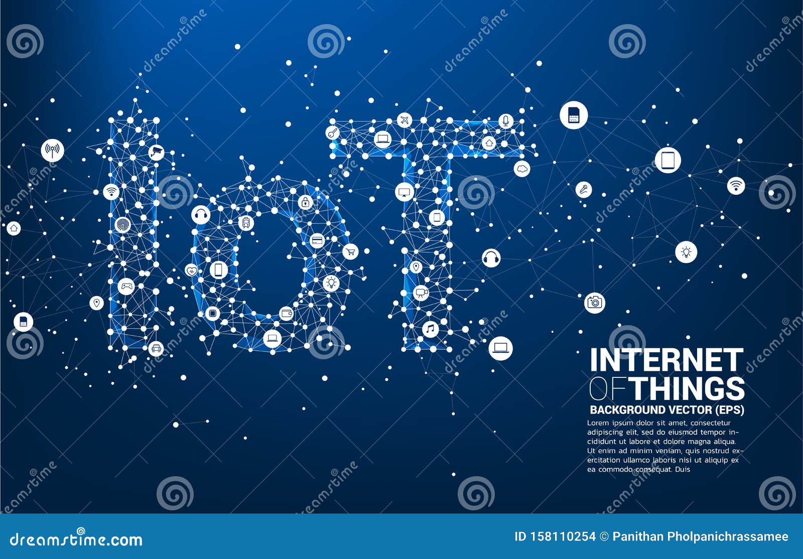 Vector Polygon Dot Connect Line Shaped IoT Wording . Stock Illustration ...
