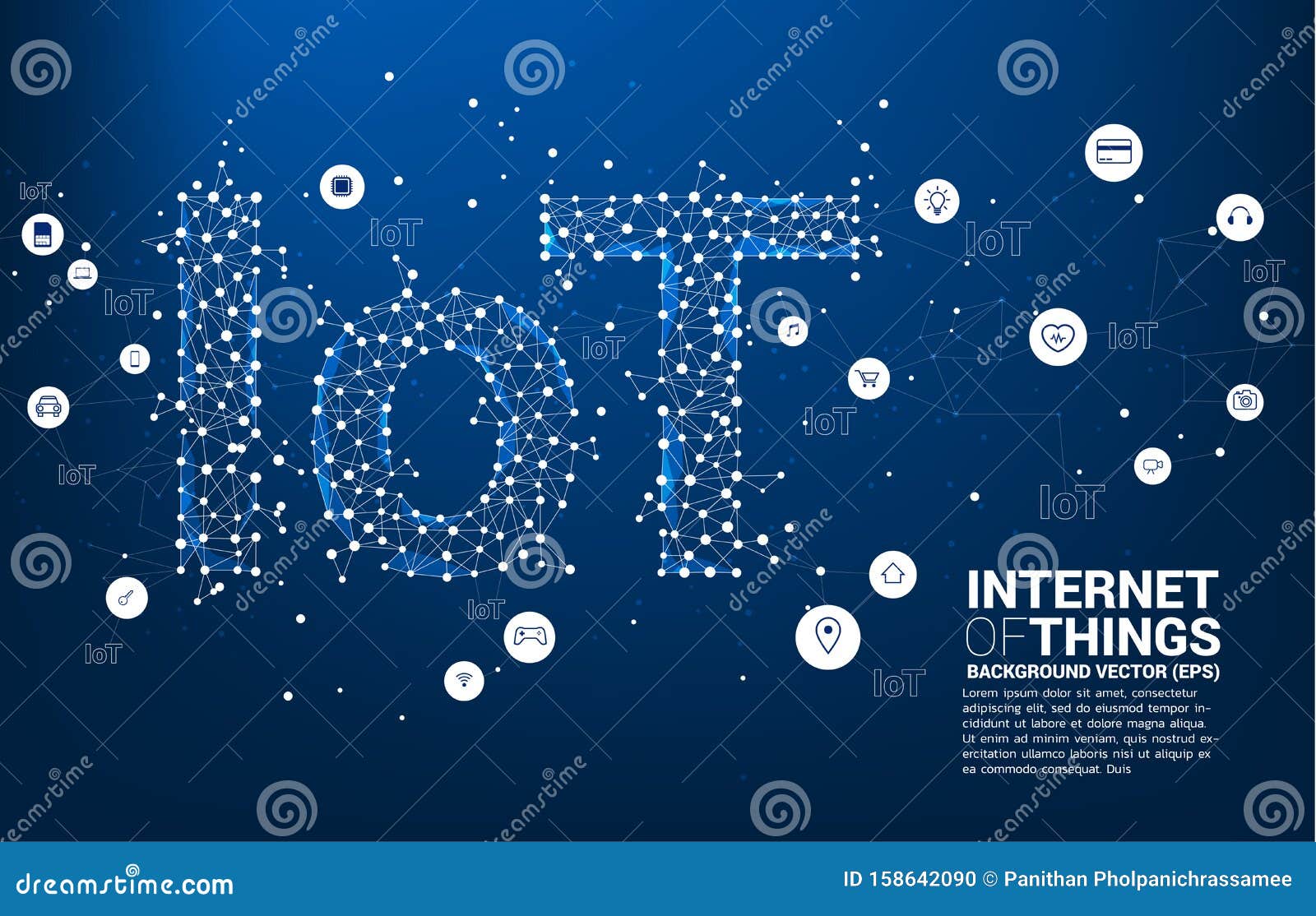Vector Polygon Dot Connect Line Shaped IoT Wording . Stock Illustration ...