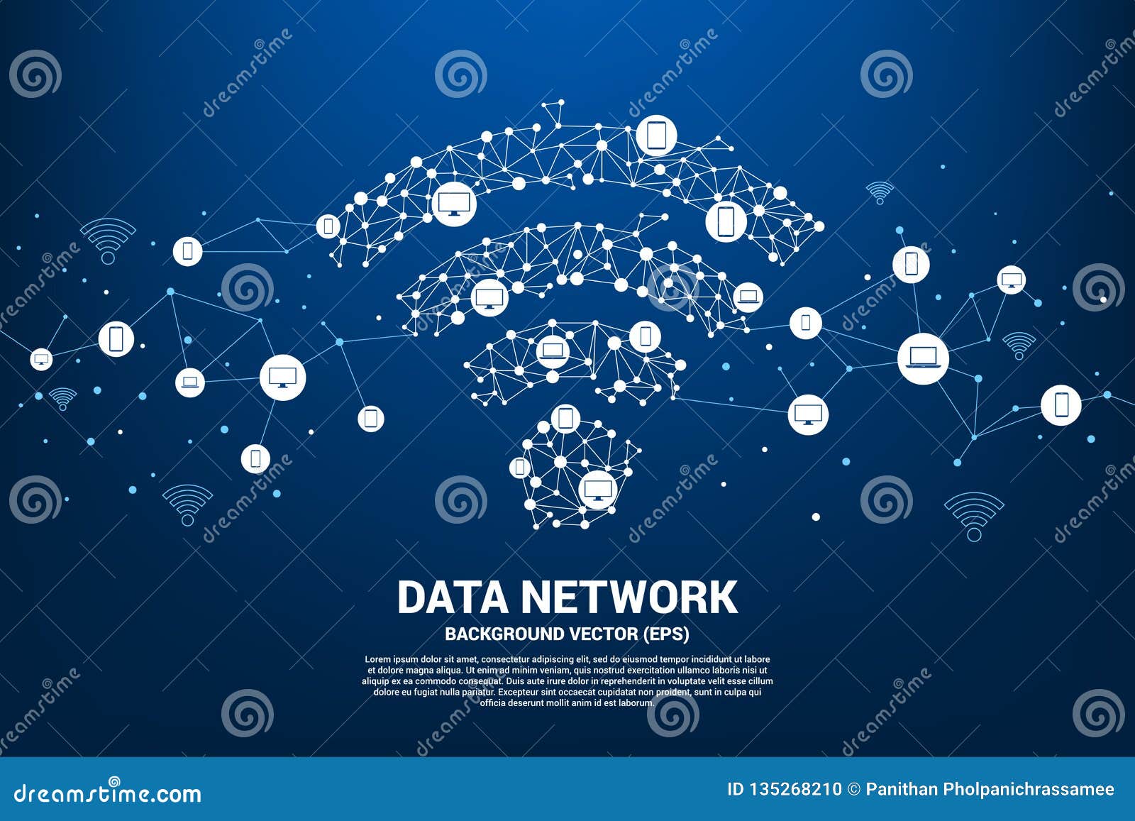 Vector Polygon Mobile Data Icon Connect To Multiple Device. Stock ...