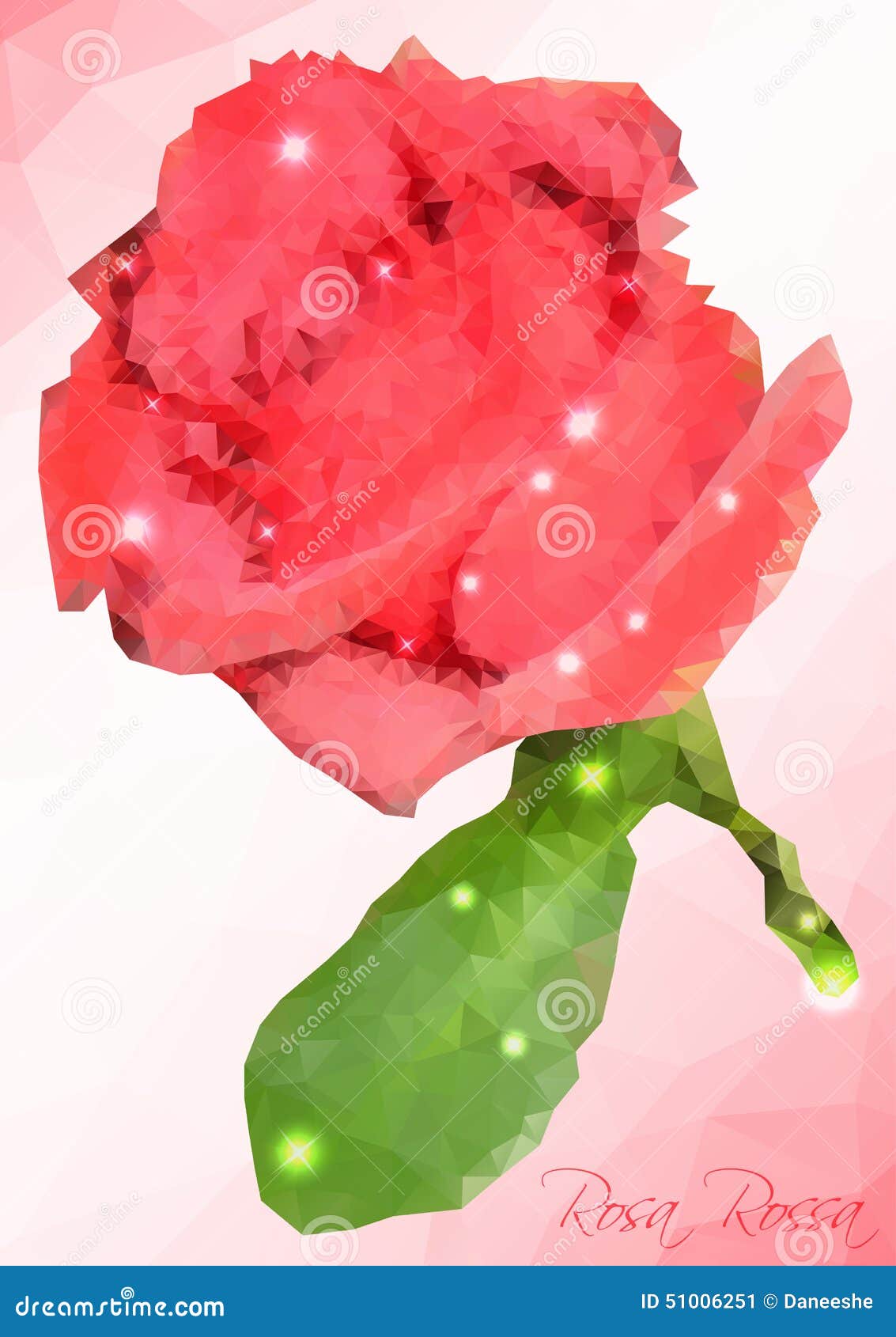 Vector Polygon Mosaic of Pink Rose Stock Vector - Illustration of ...