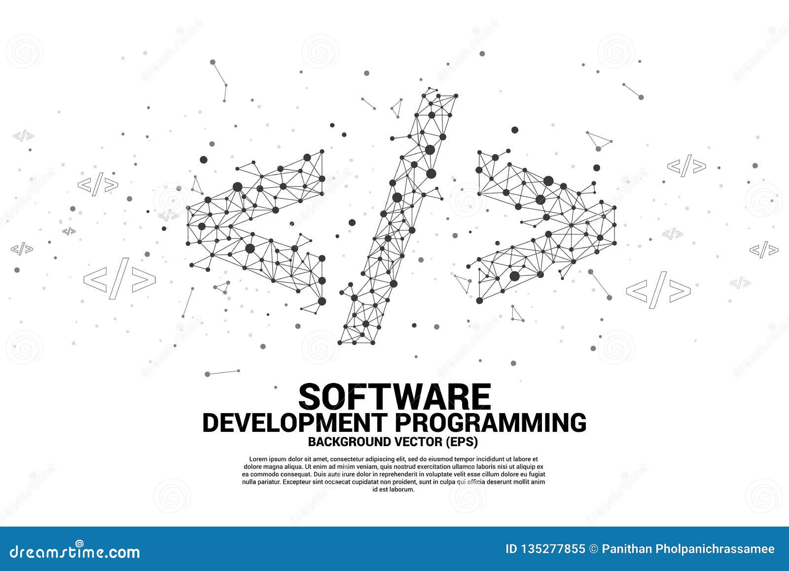Vector Polygon Software Development Programming Tag Icon With Dot Connect Line Stock Vector
