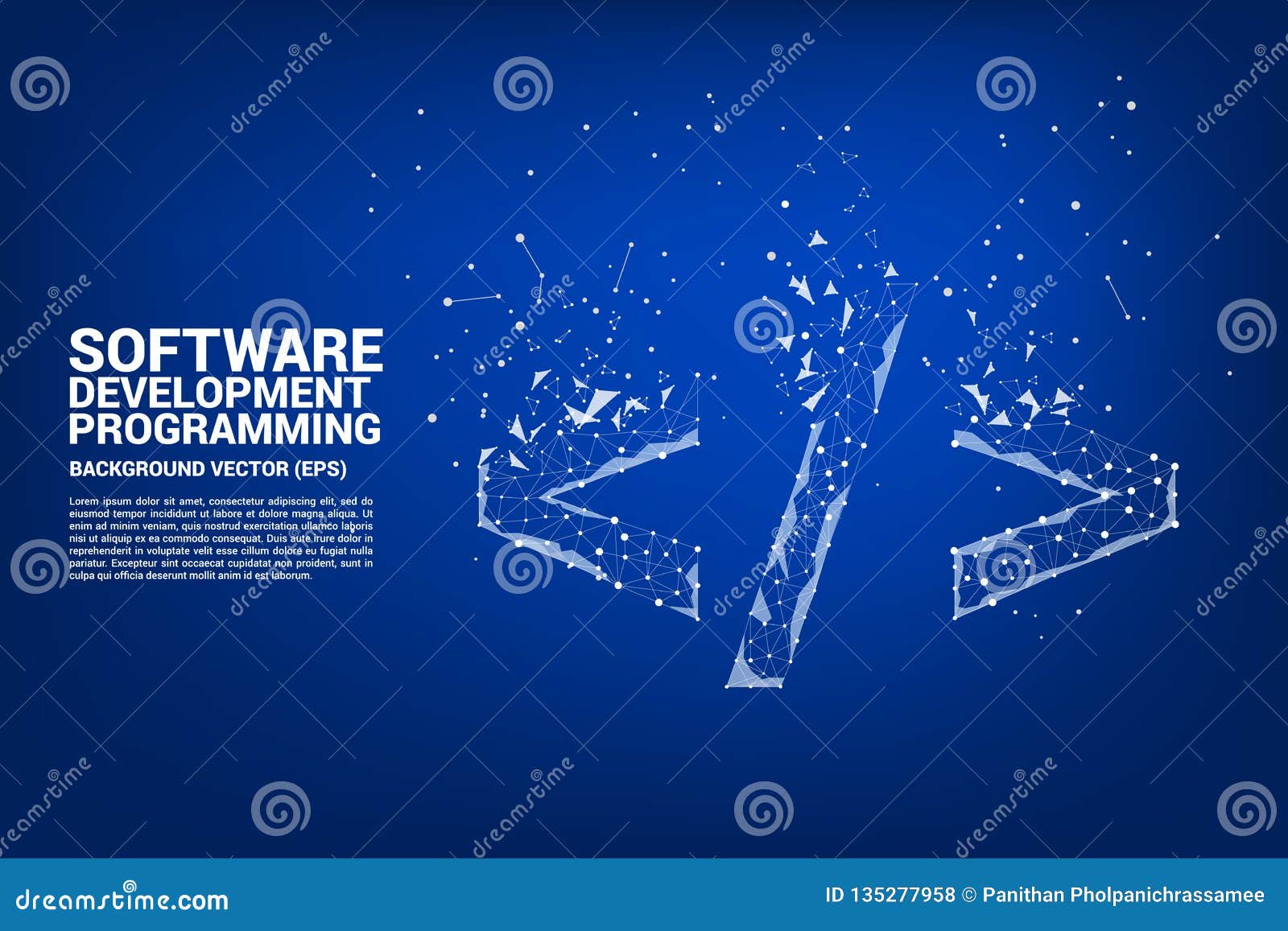 Vector Polygon Software Development Programming Tag Icon With Dot Connect Line Stock Vector