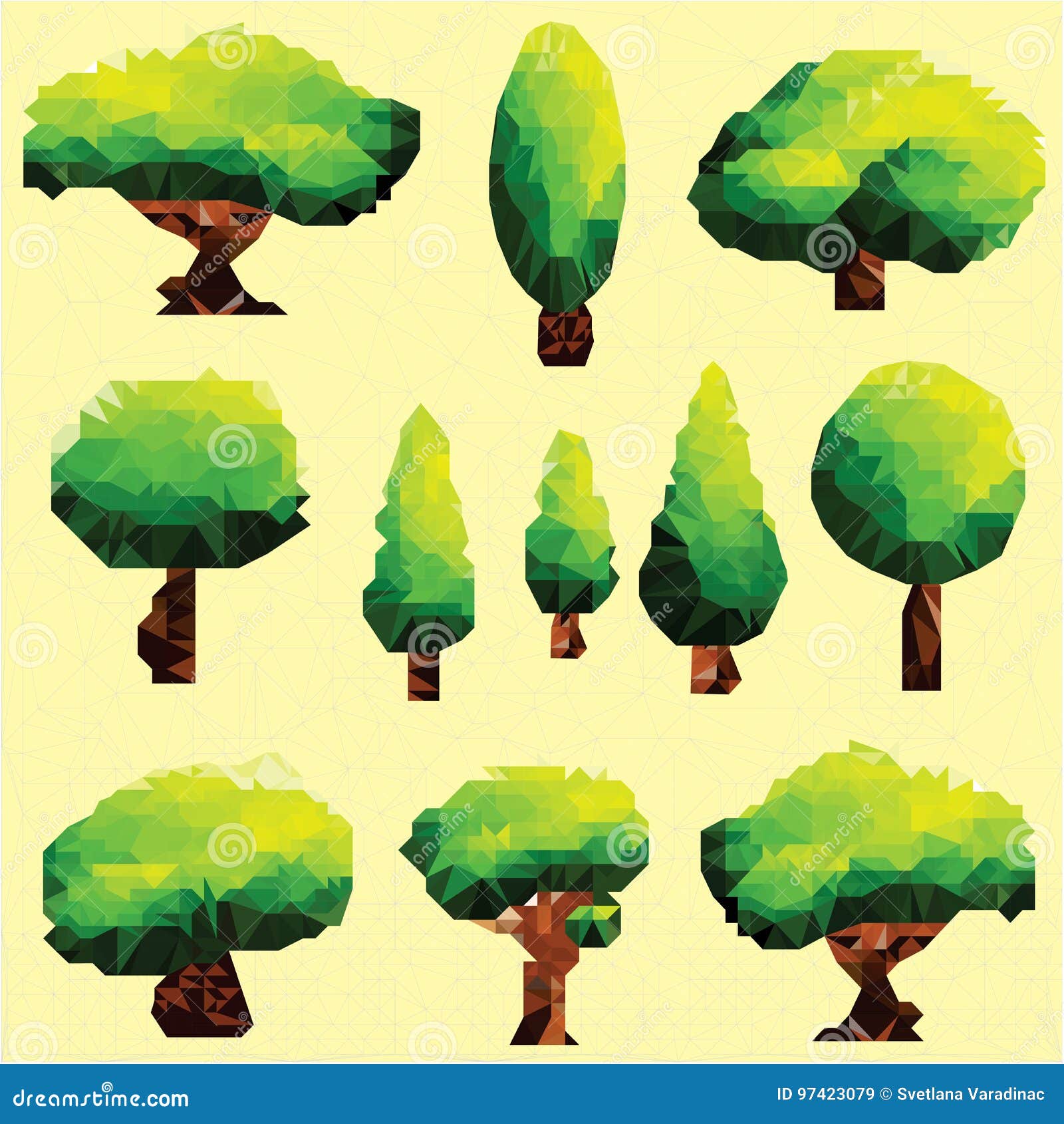 Vector Polygon Trees Clip Art Stock Vector - Illustration of graphic ...